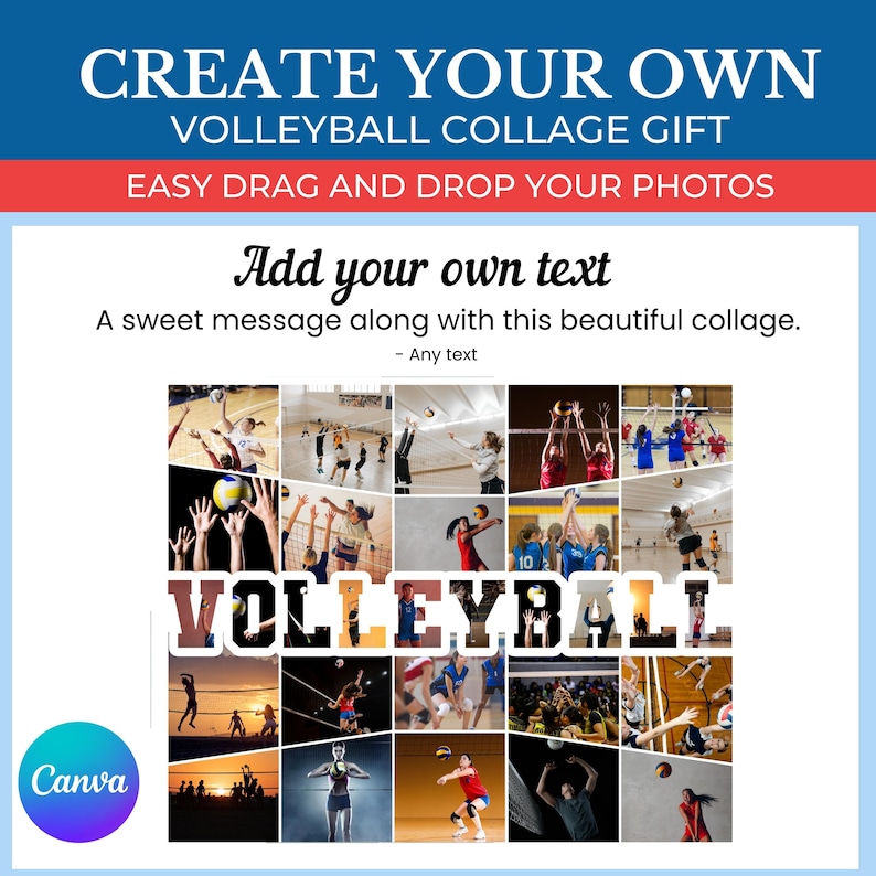 Volleyball Gift Collage Template| Editable Collage for Volleyball Fans ...
