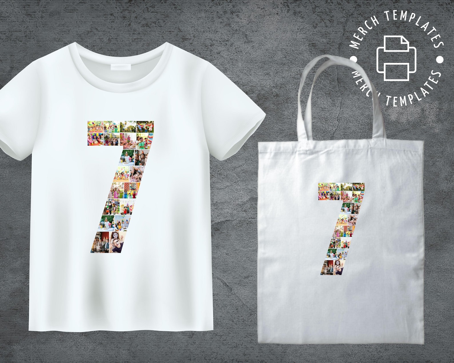 7th Number Collage Frame | 7 Collage Frame Canva Editable | 7th ...