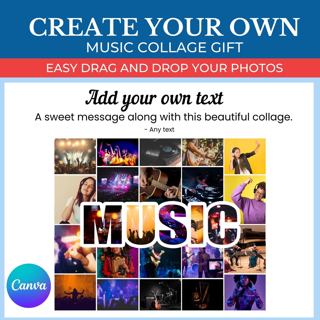 Music Gift Collage Template | Editable Collage for Music Fans Gifts ...