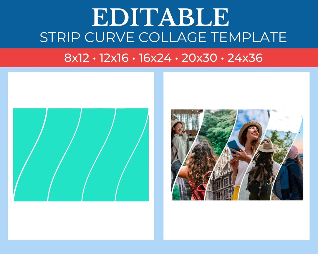 Picture Collage Strip Curve Template Gridart Canva Image Collage Gift ...