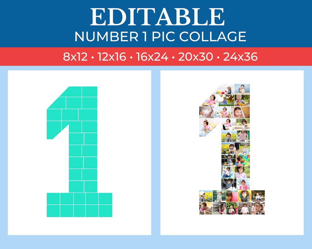 1st Number Collage Frame | 1 Collage Frame Canva Editable | 1st ...