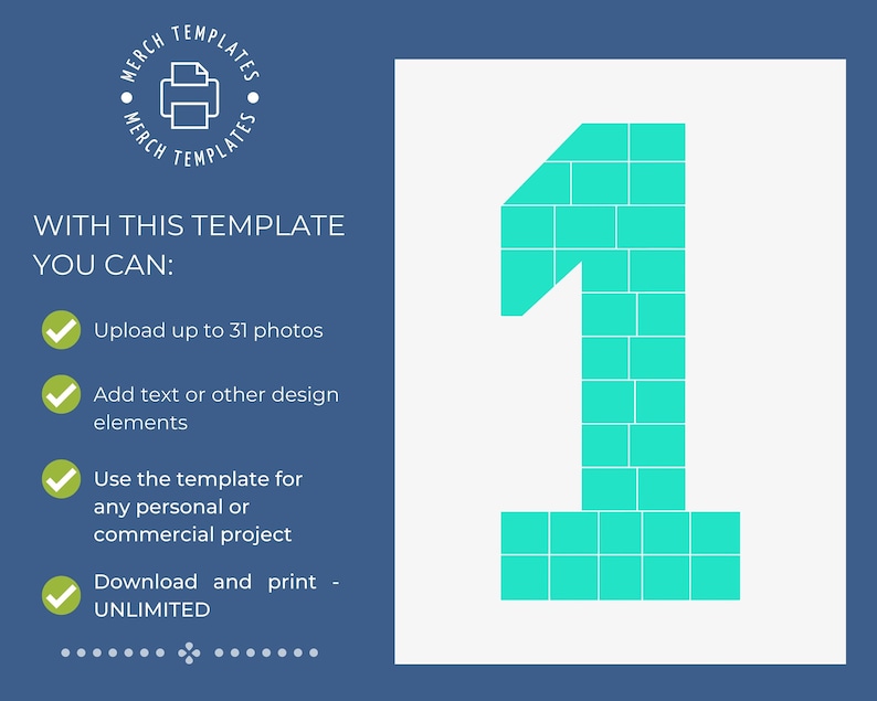 1st Number Collage Frame 1 Collage Frame Canva Editable - Etsy