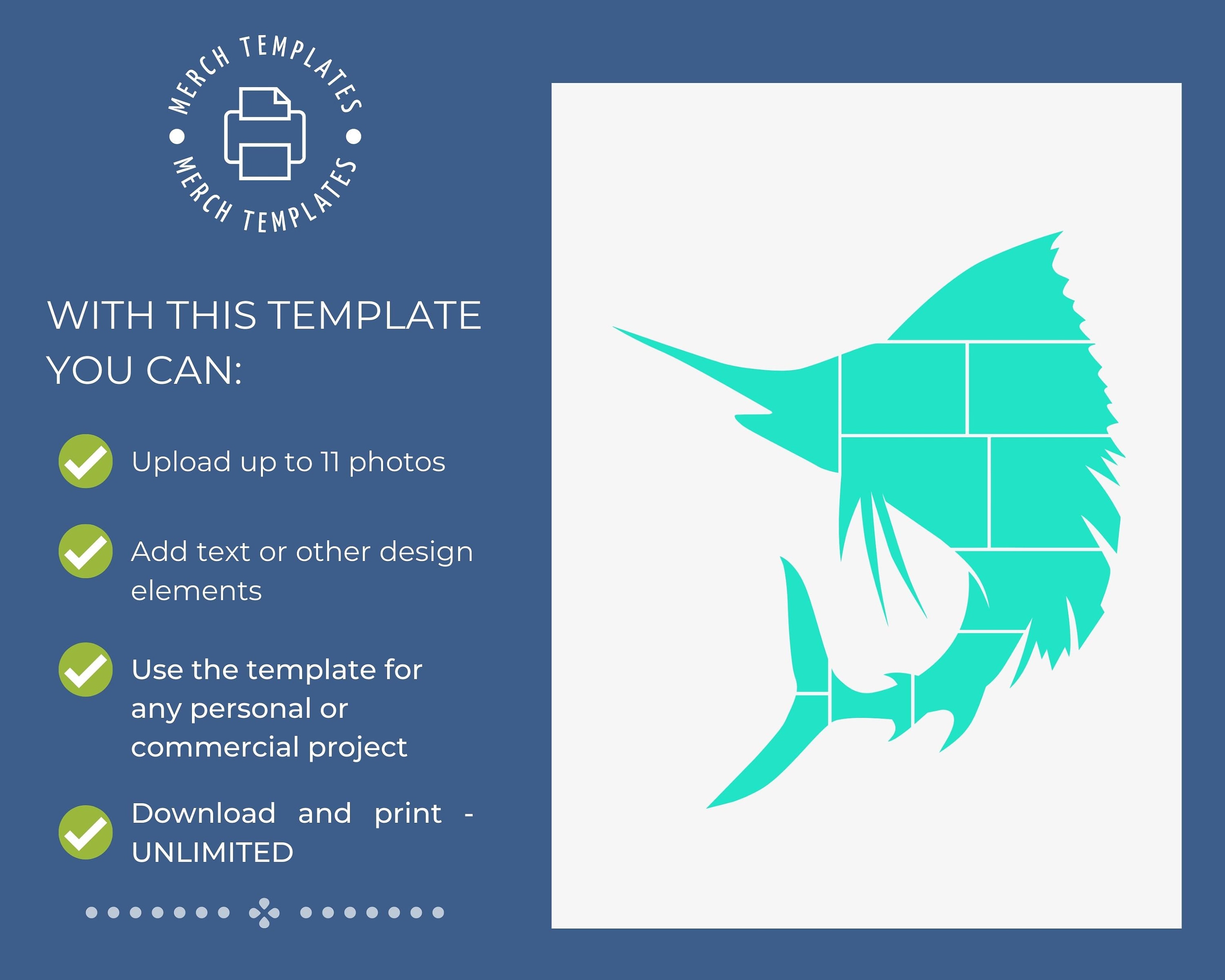 Picture Collage Marlin Fish Template Gridart Canva Image Collage Pic ...