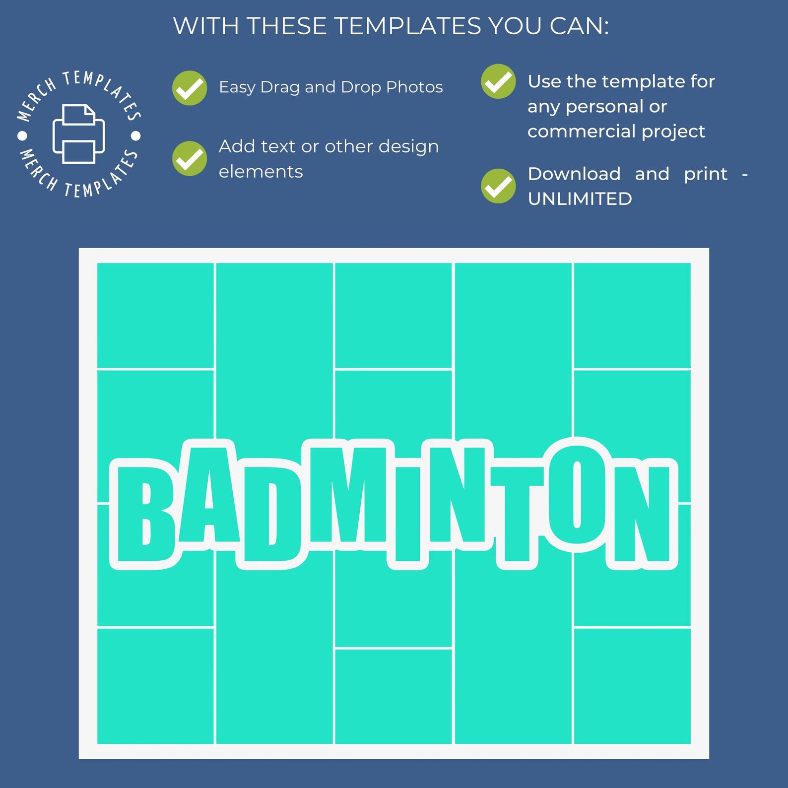 Badminton Gift Collage Template | Editable Collage for Badminton Fans ...