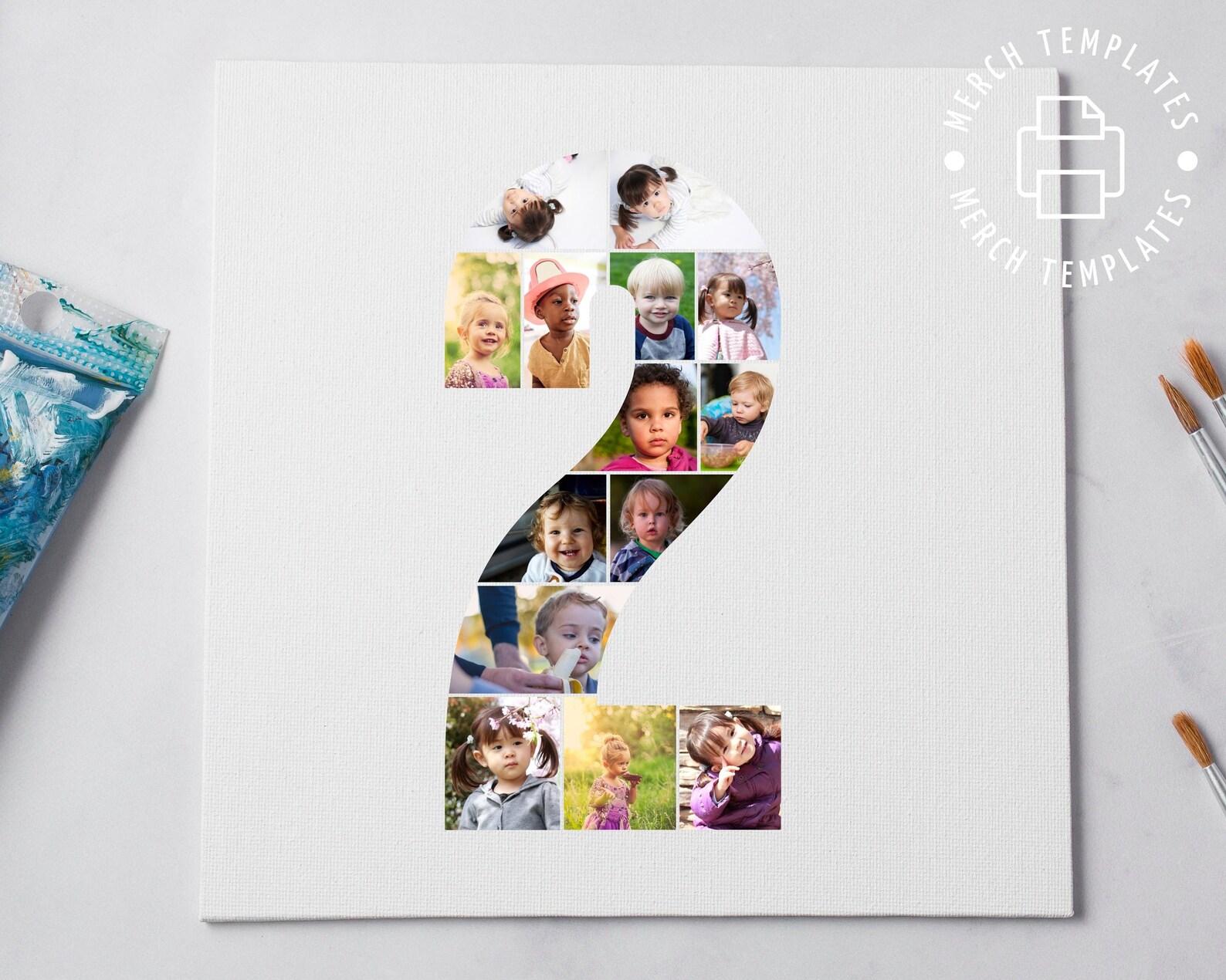 2nd Number Collage Frame 2 Collage Frame Canva Editable 2nd Birthday ...