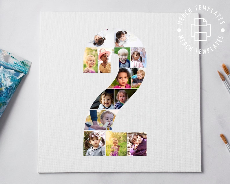 2nd Number Collage Frame 2 Collage Frame Canva Editable 2nd Birthday ...