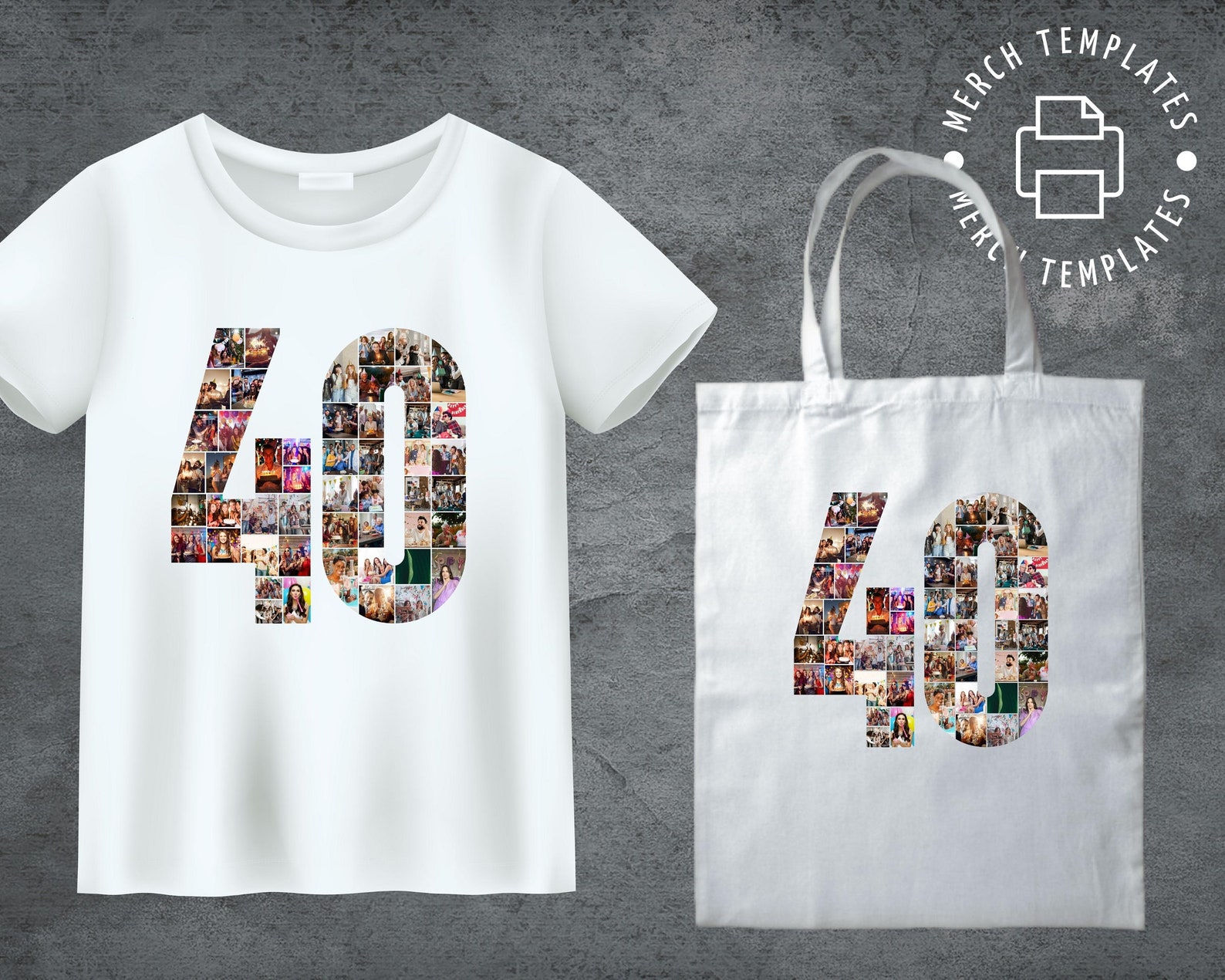 40 Number Collage Frame | 40 Collage Frame Canva Editable | 40th ...