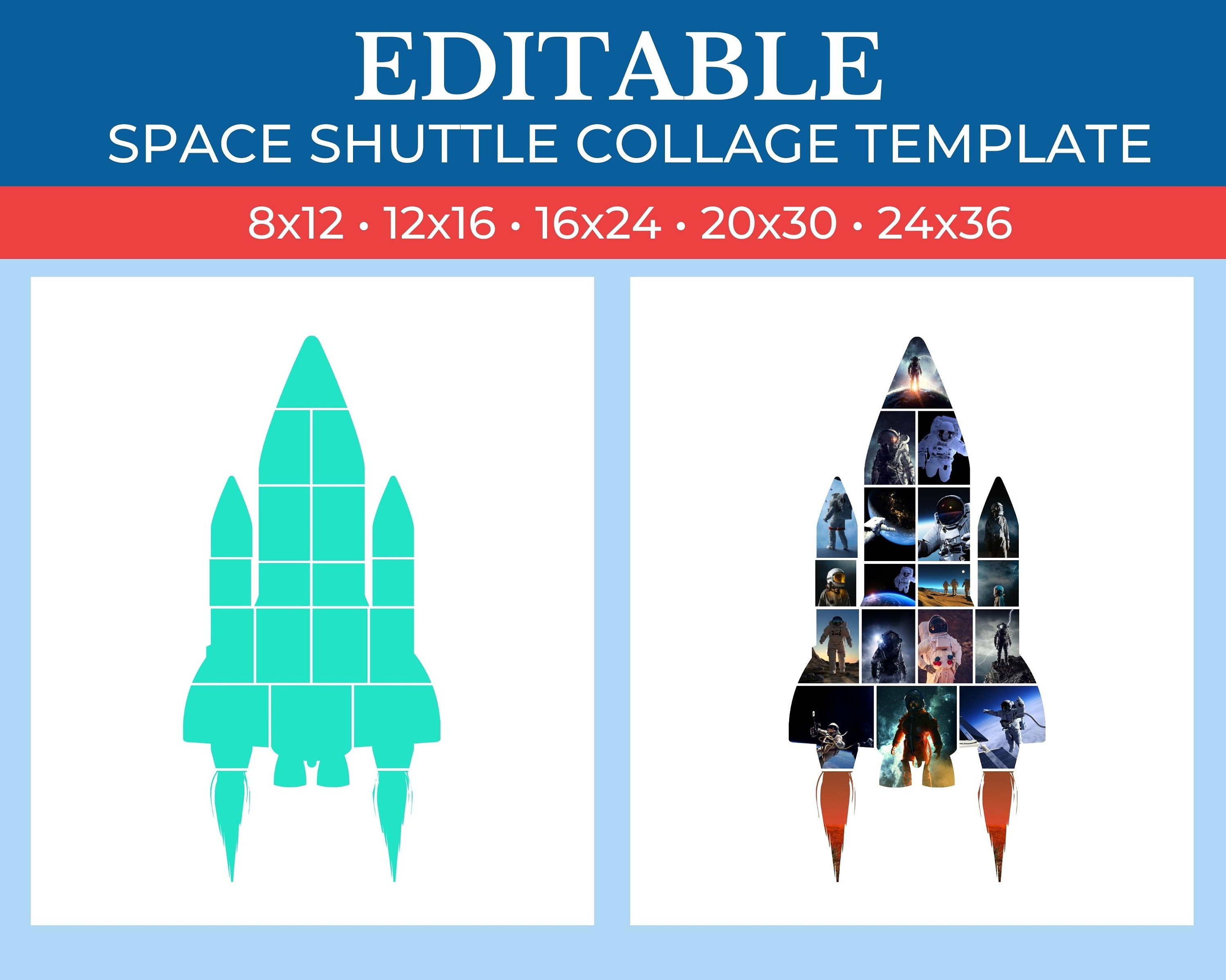 Picture Collage Space Shuttle Template Gridart Canva Image - Etsy