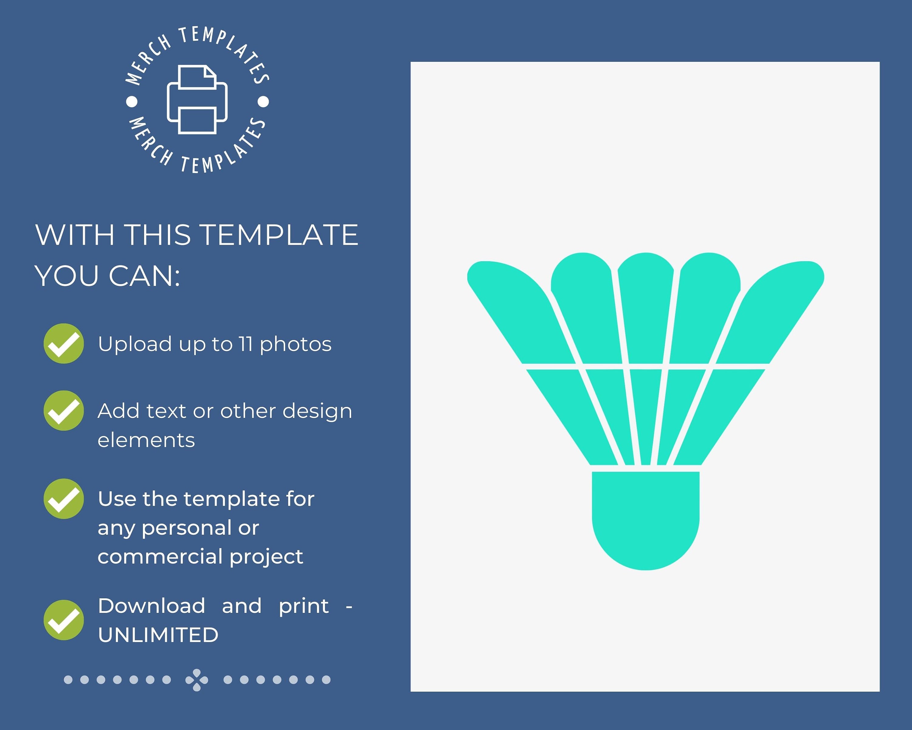 PRINTABLE Badminton Gift Collage Template | Editable Collage for ...
