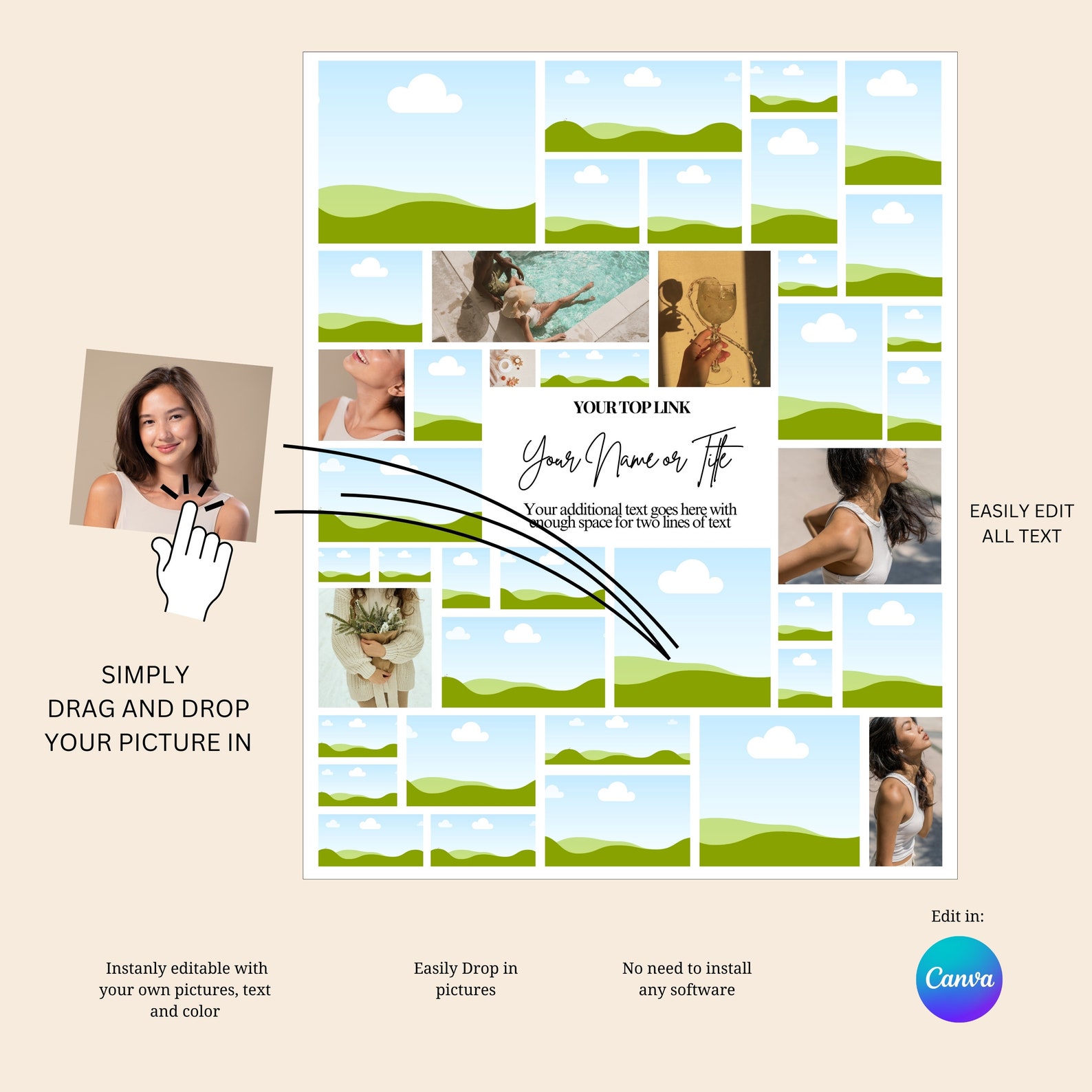 40 Photo Canva Collage Template Personalize With Your Photos Editable ...