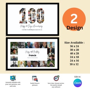 Custom 100th Birthday Photo Collage Frame - Personalized Memories Gift ...