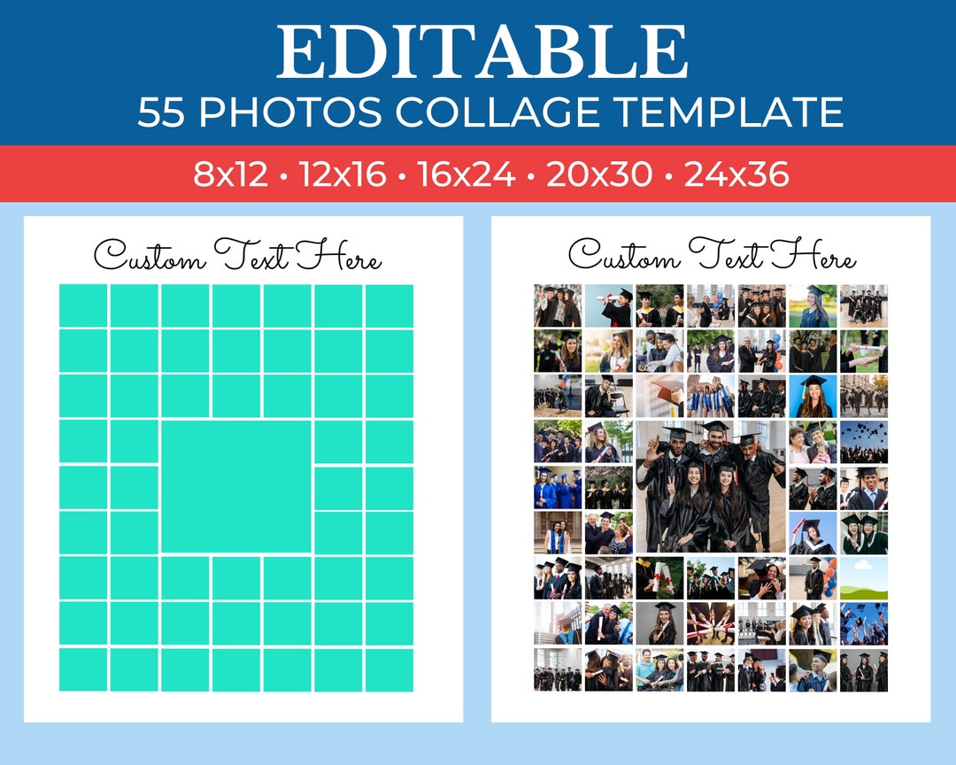 PRINTABLE 55 Photos Collage Template Canva | Photo Collage Good for 55 ...