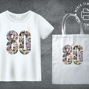 80 Number Collage Frame | 80 Collage Frame Canva Editable | 80th ...