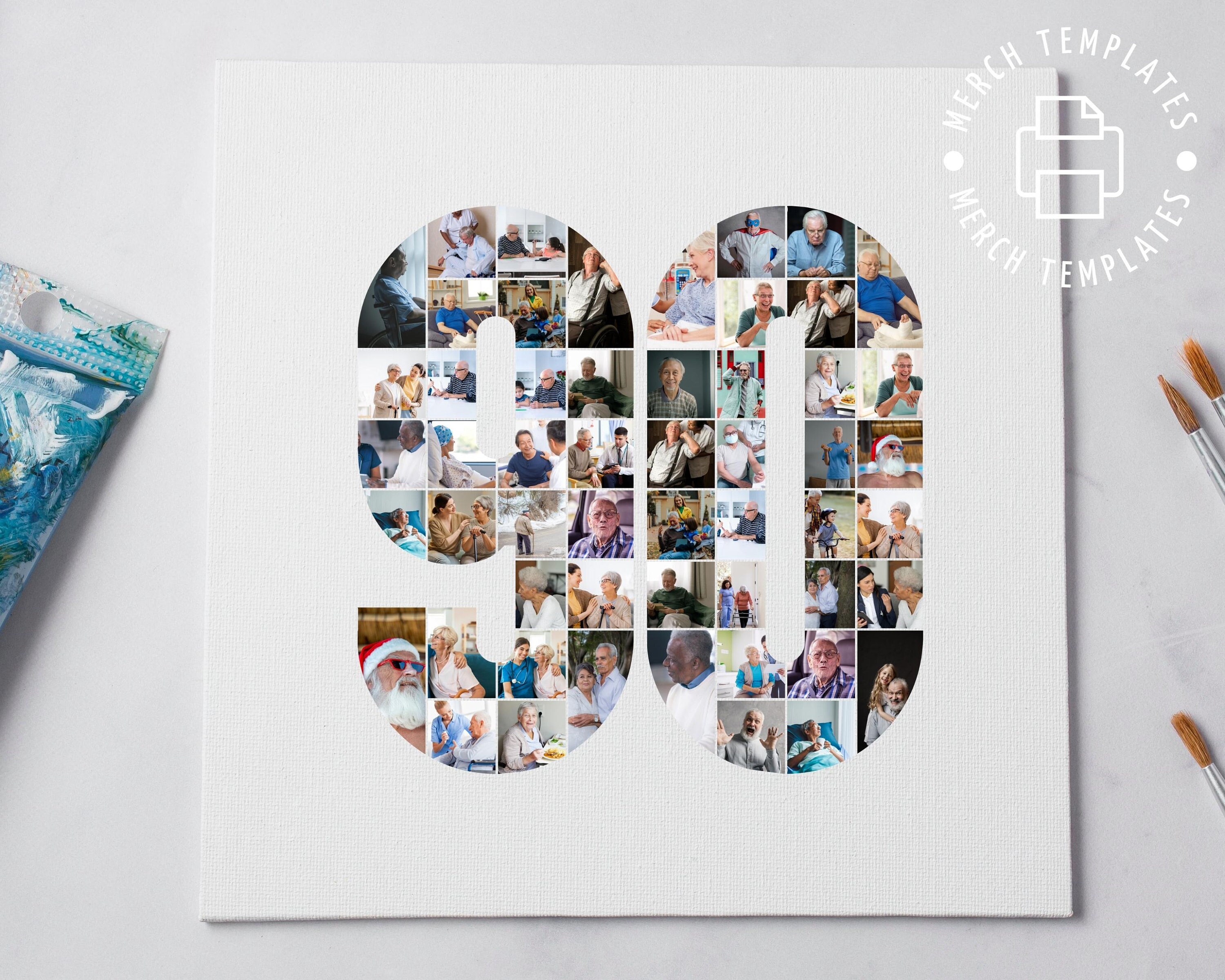 PRINTABLE 90 Number Collage Frame | 90 Collage Frame Canva Editable ...