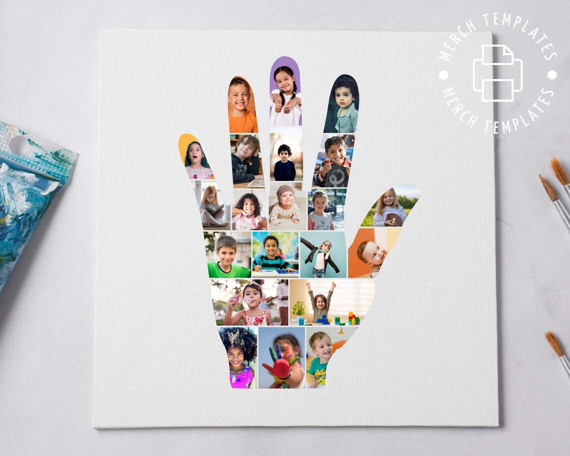 Picture Collage Handprint Template | Gridart Canva | Image Collage ...