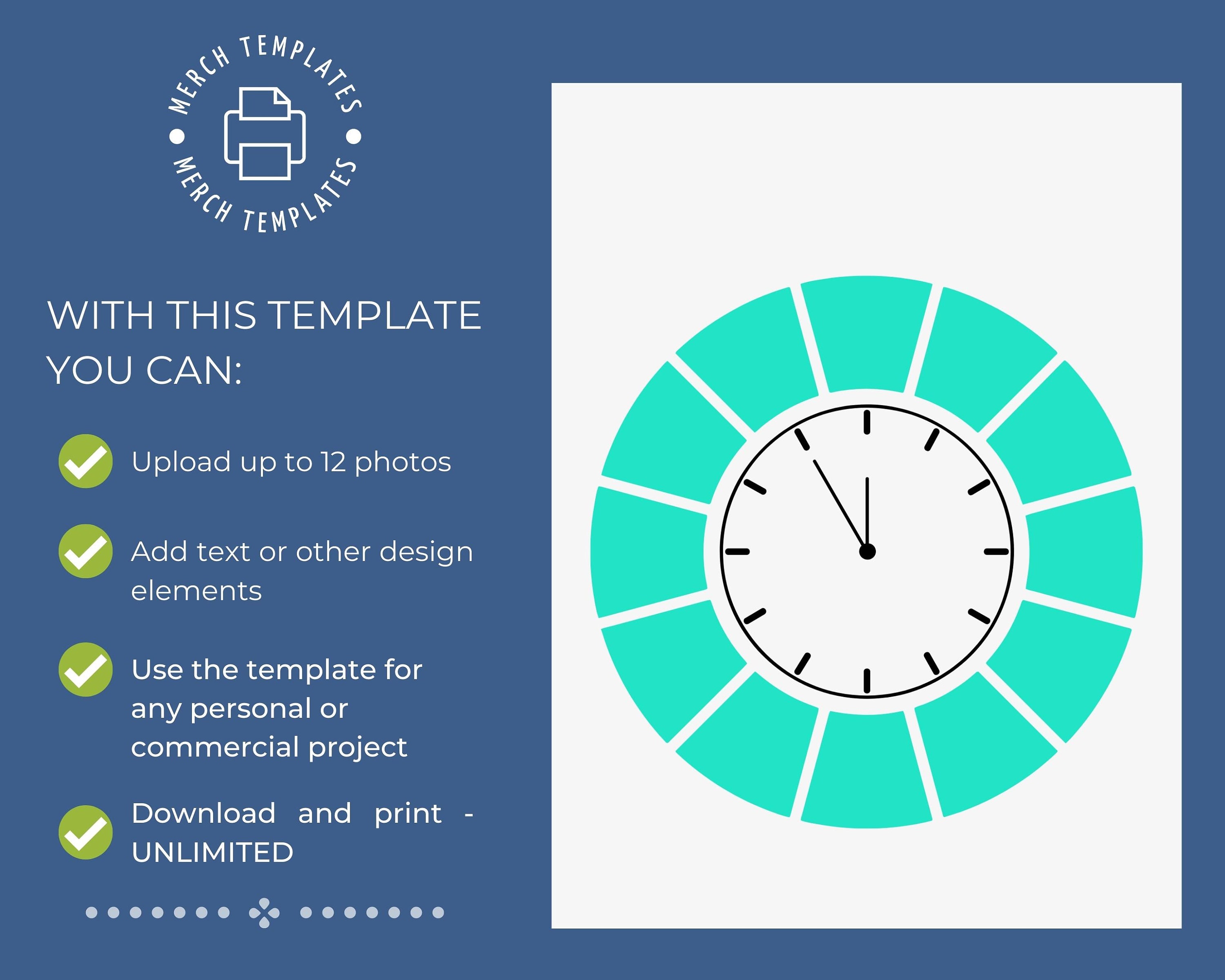 Picture Collage Clock Template | Gridart Canva | Image Collage | Pic ...