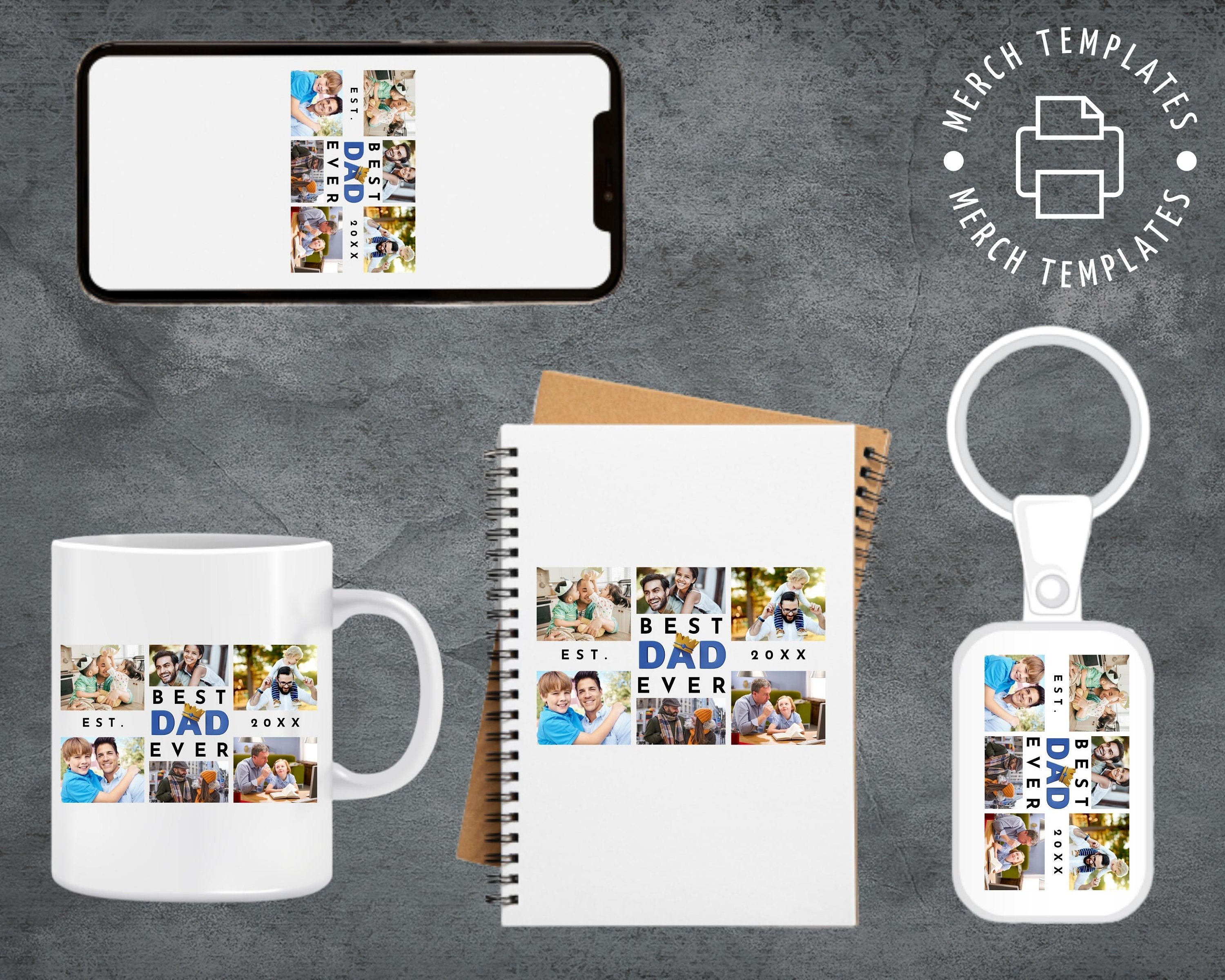 PRINTABLE Picture Collage Best Dad Ever Photo Template - Etsy