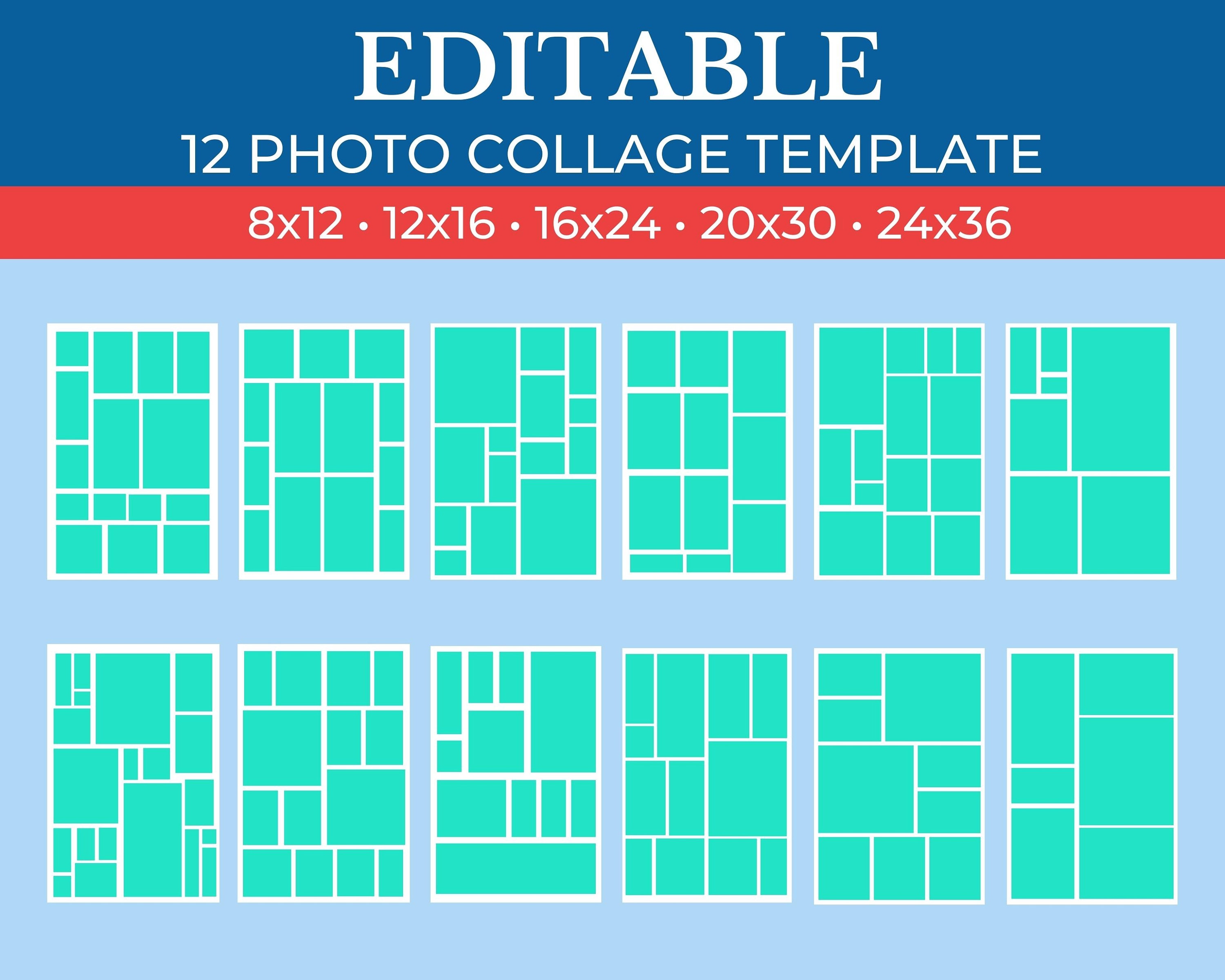 Picture Collage 12 Photo Template Gridart Canva Image Collage Pic ...