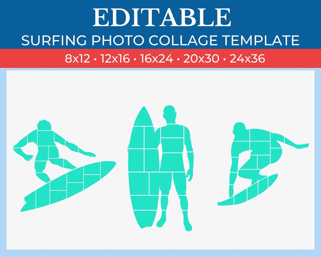 Gift for Surfer Friend | Picture Collage Surfing Photo Template ...