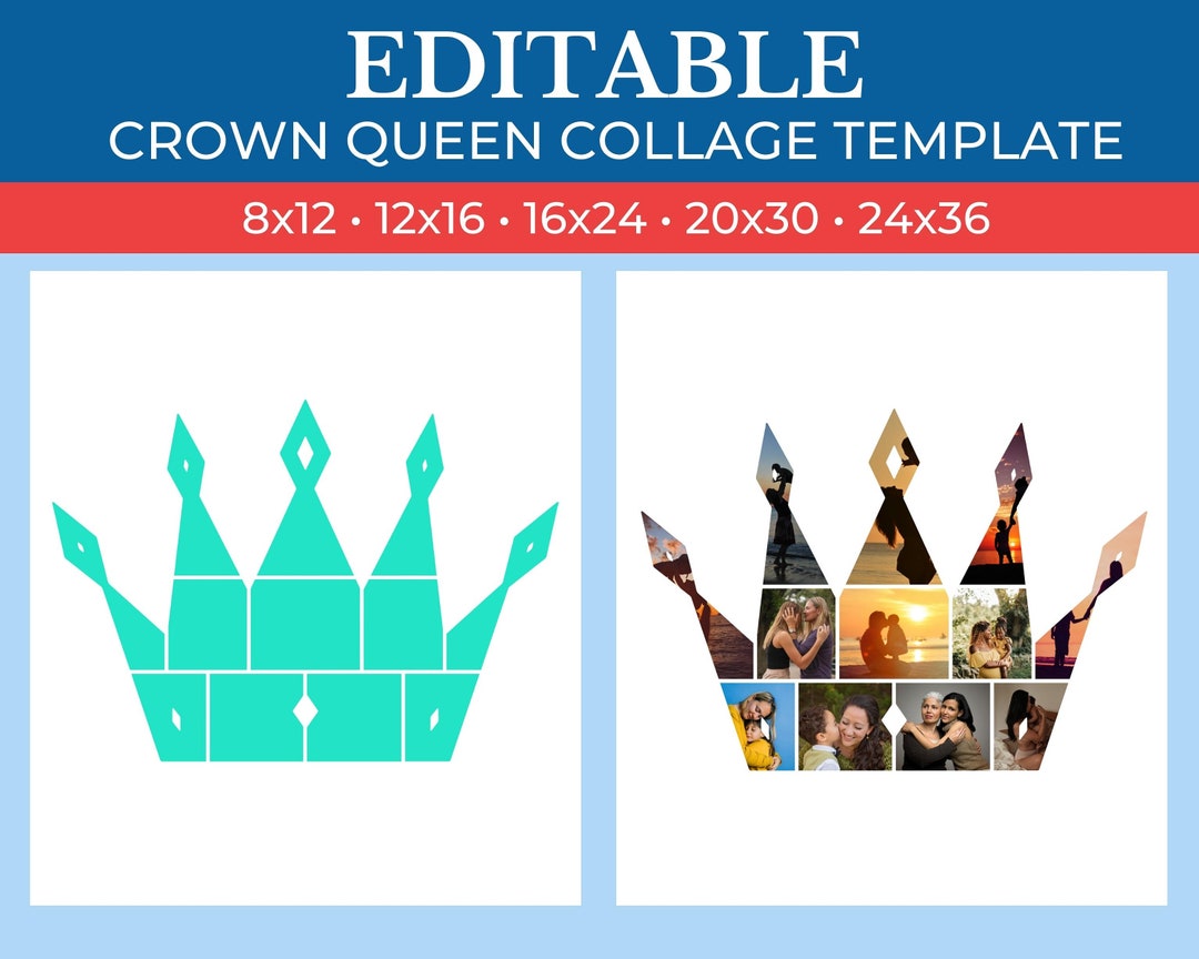 Picture Collage Crown Queen Template | Gridart Canva | Image Collage ...