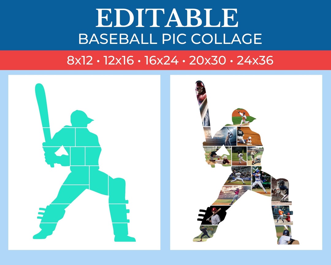 Baseball Player Collage Canva Template | Editable Collage | Download ...