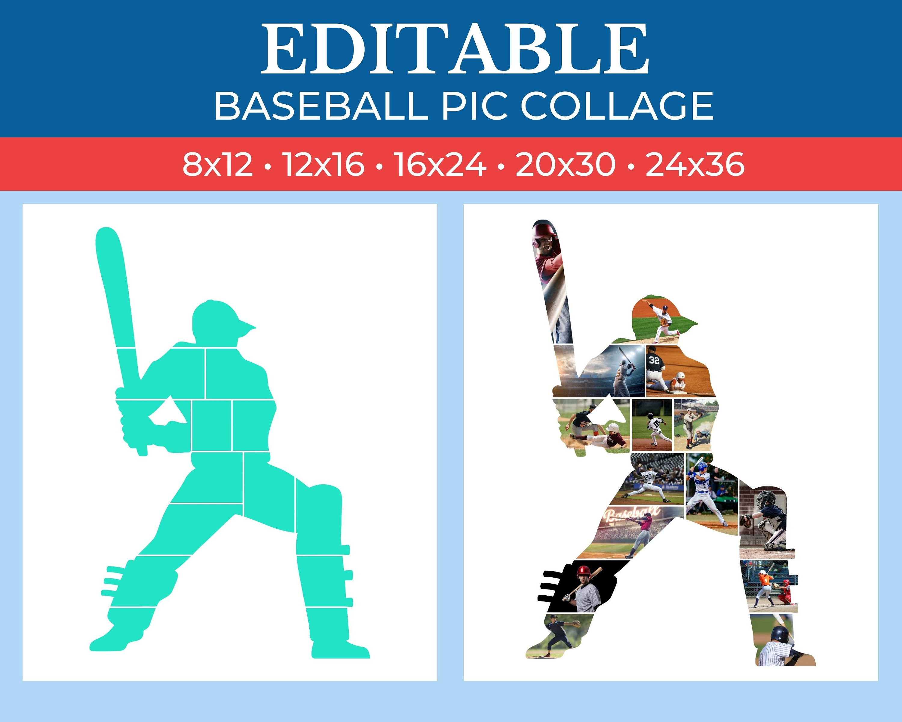 Baseball Player Collage Canva Template Editable Collage Download and ...