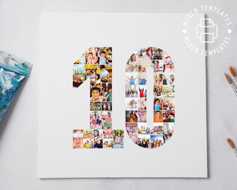 PRINTABLE 10 Number Collage Frame | 10 Collage Frame Canva Editable ...