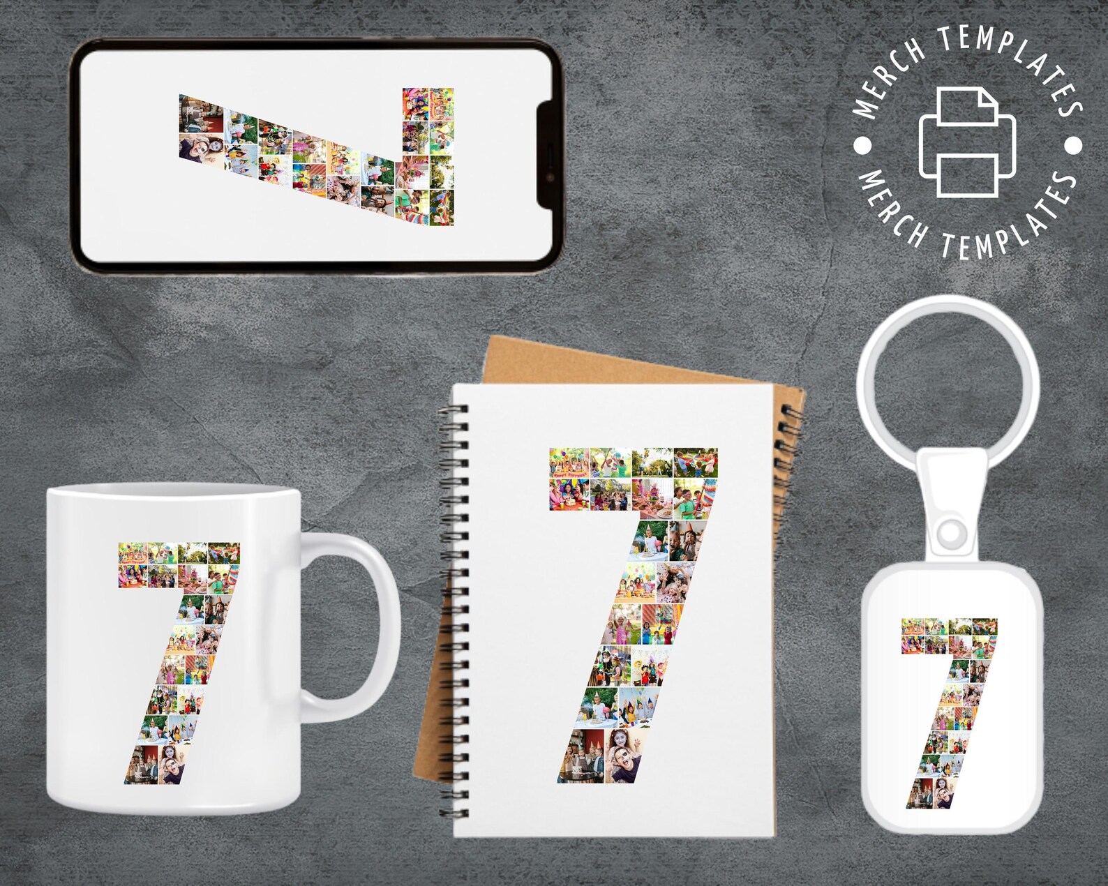 7th Number Collage Frame | 7 Collage Frame Canva Editable | 7th ...