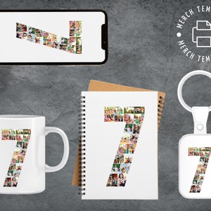 7th Number Collage Frame | 7 Collage Frame Canva Editable | 7th ...