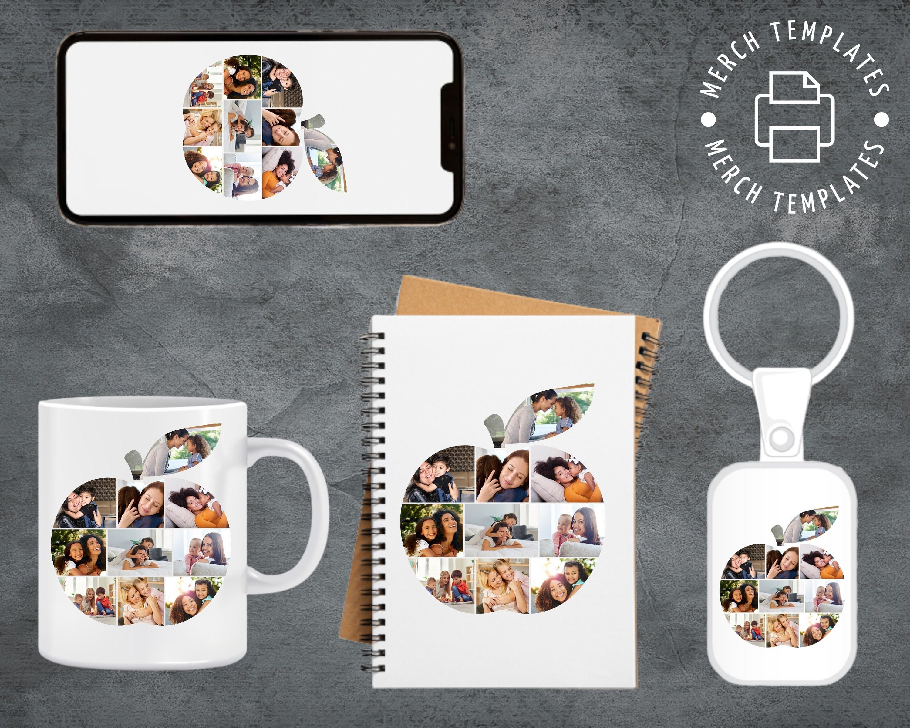 PRINTABLE Apple Gift Collage Template | Editable Collage Apple Shaped ...