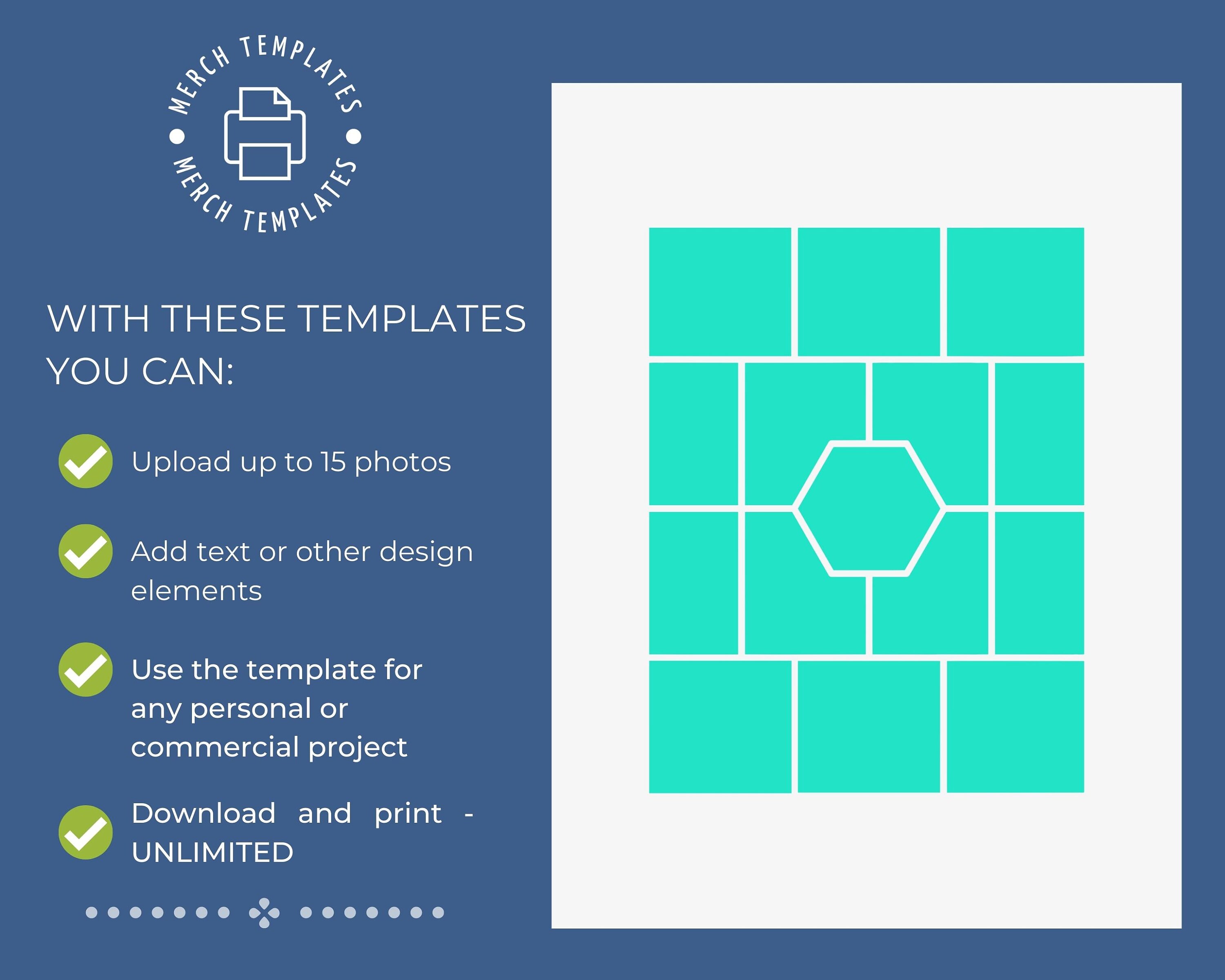 Picture Collage 15 Photo Template | Gridart Canva | Image Collage | Pic ...