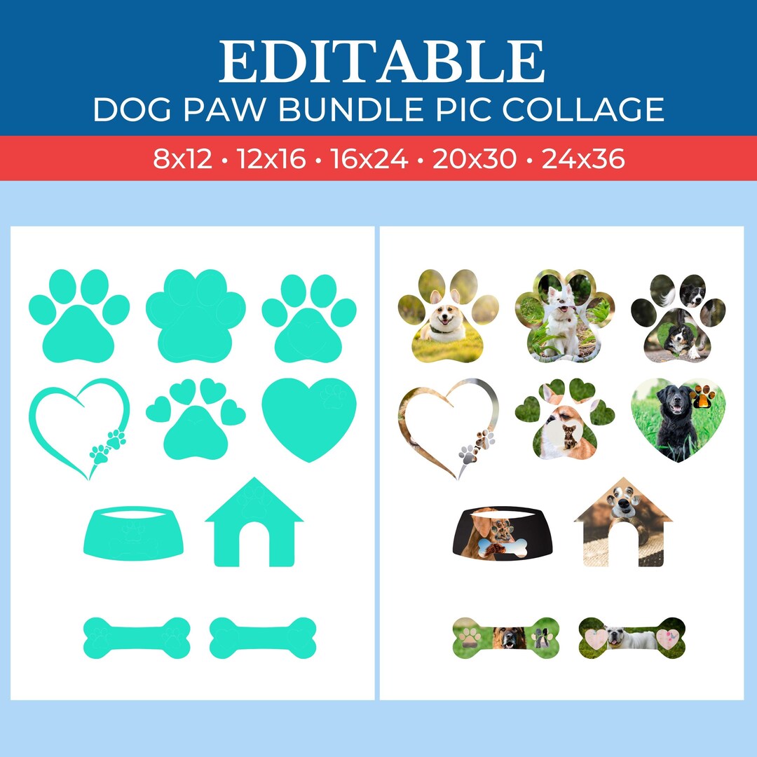 Customize Dog Paw Bundle Picture Collage - Personalized Photo Collage ...
