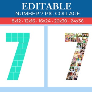 7th Number Collage Frame | 7 Collage Frame Canva Editable | 7th ...