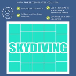 Skydiving Gift Collage Template | Editable Collage for Skydiving Fans ...