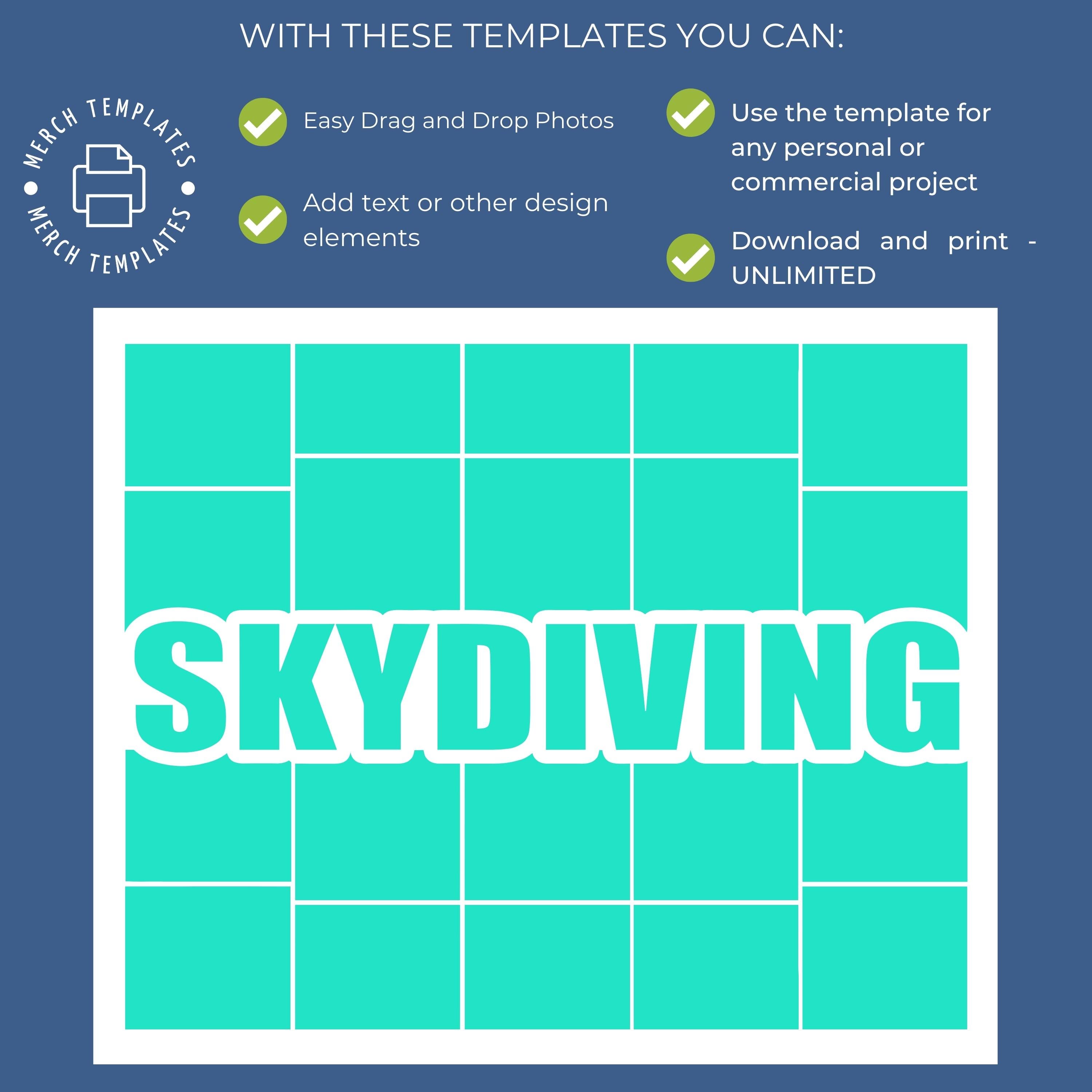 Skydiving Gift Collage Template | Editable Collage for Skydiving Fans ...