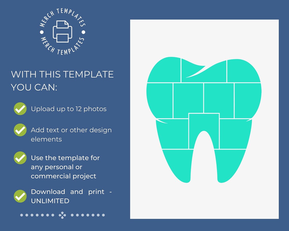 Dentist Gift | Picture Collage Tooth Template | Gridart | Image Collage ...