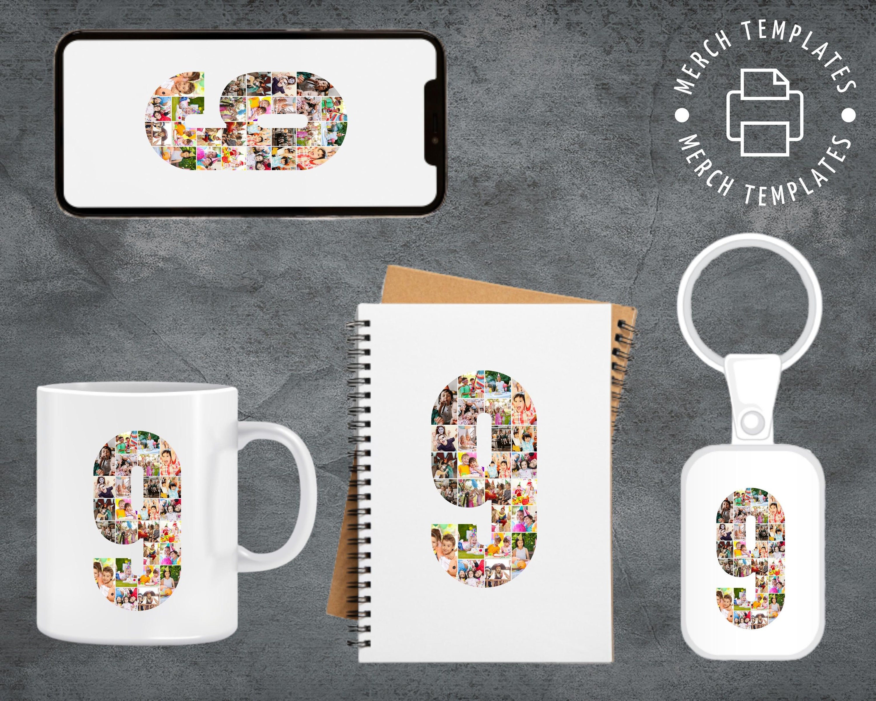 9th Number Collage Frame | 9 Collage Frame Canva Editable | 9th ...