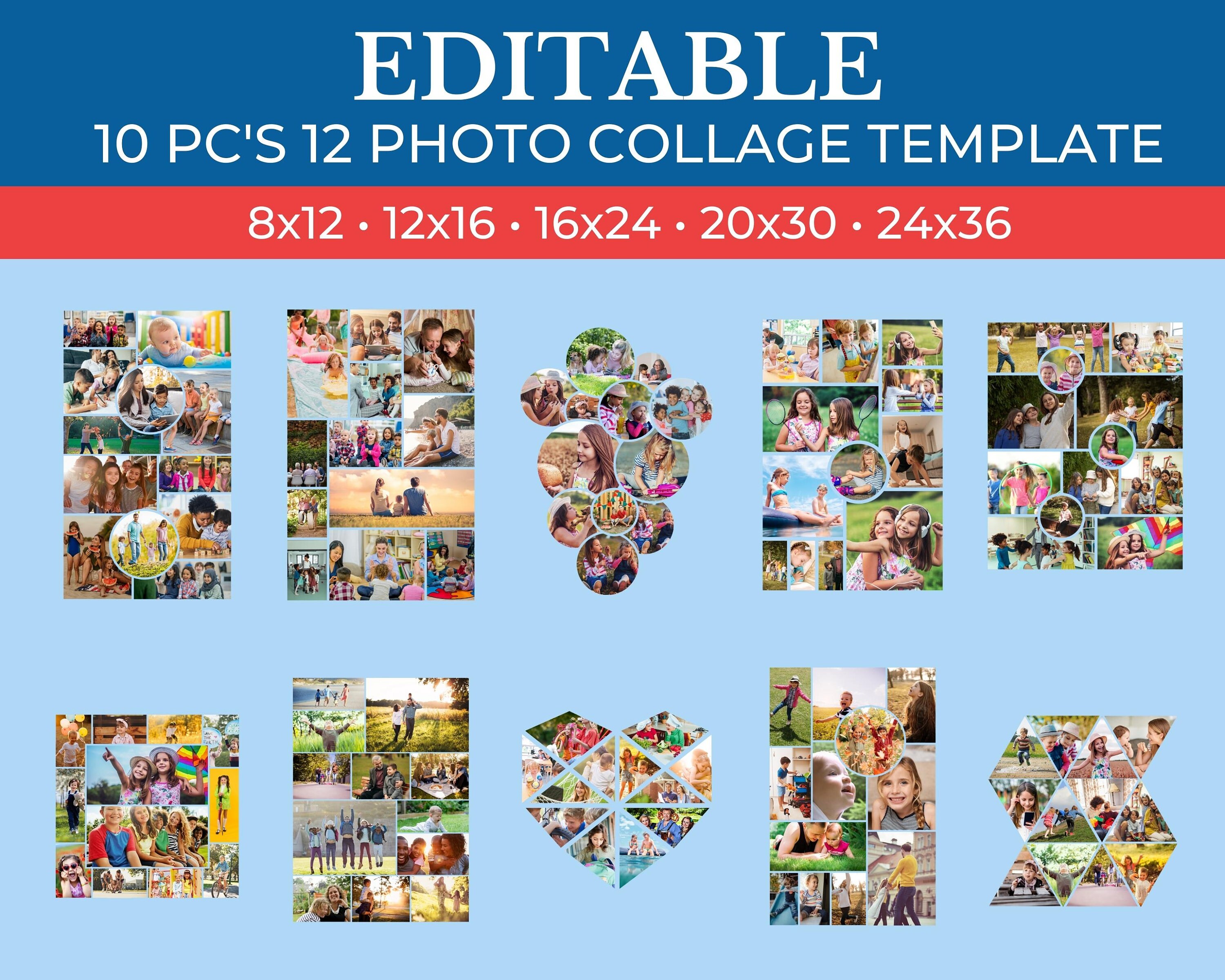 Picture Collage 10 Photo Travel Template Gridart Canva - Etsy