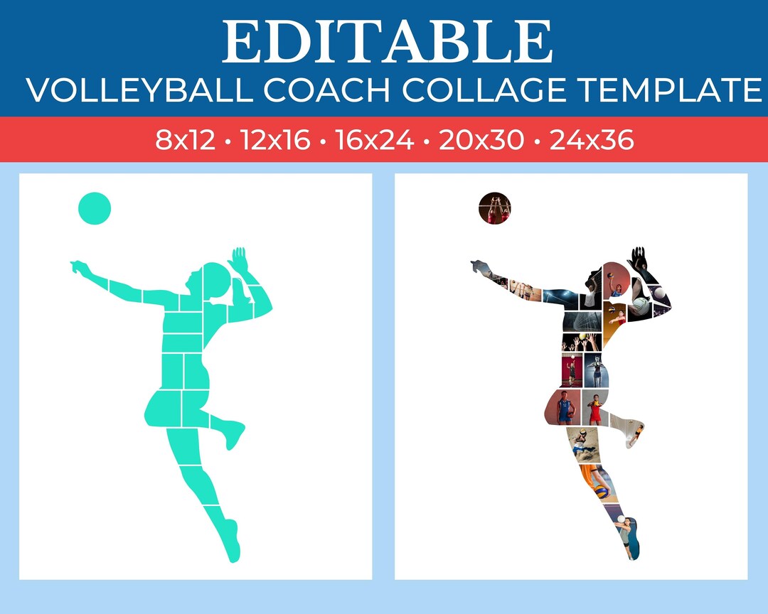 Picture Collage Volleyball Coach Template | Gridart Canva | Image ...