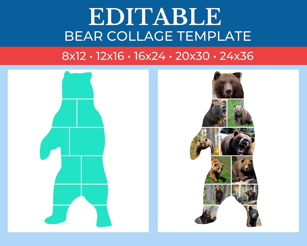 Picture Collage Bear Template | Gridart Canva | Image Collage | Pic ...