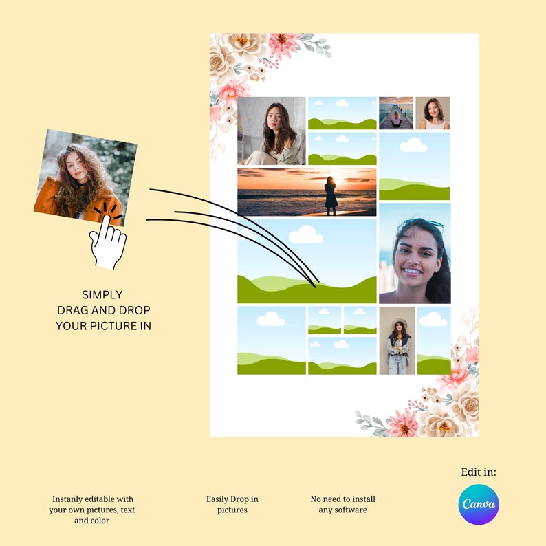 Editable 15 Photo Funeral Collage Stand Celebrating the Life of Your ...