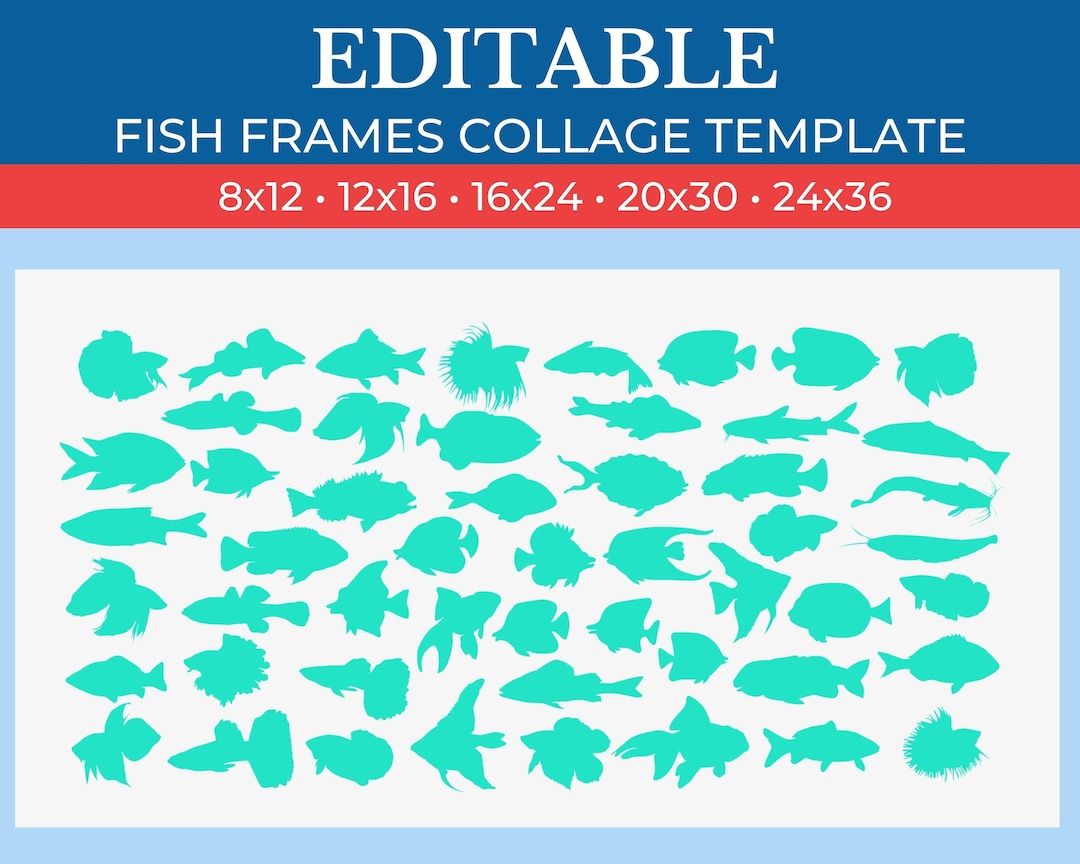 Picture Collage Fish Frames Template | Gridart Canva | Image Collage ...