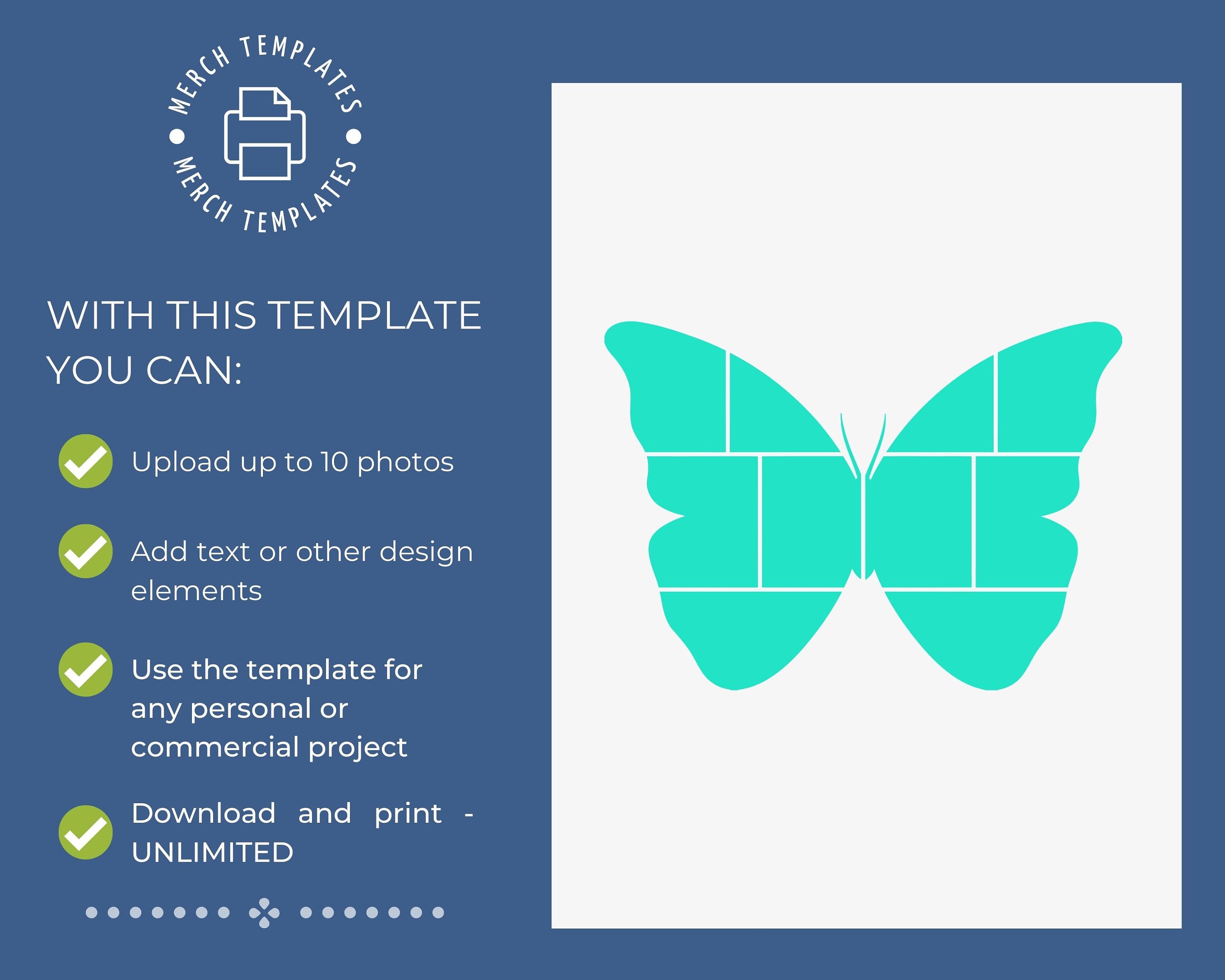 PRINTABLE Butterfly Gift Collage Template Editable Collage for ...