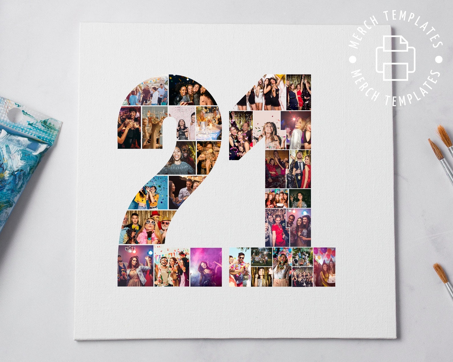 21 Number Collage Frame | 21st Collage Frame Canva Editable | 21st ...