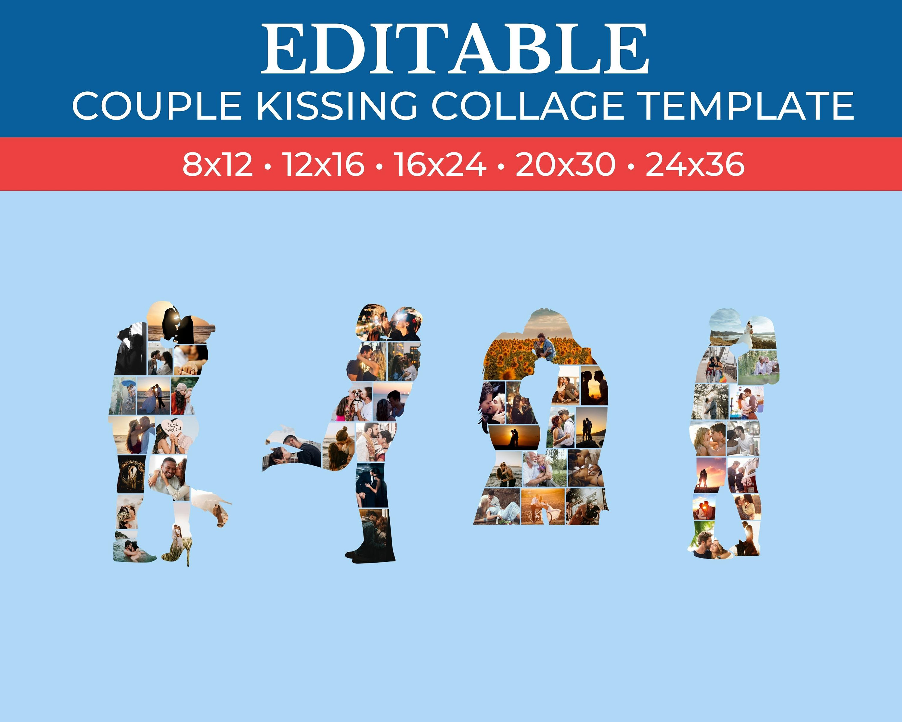 Picture Collage Couple Kissing Photo Template Gridart Canva - Etsy