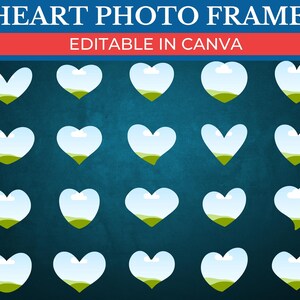 PRINTABLE Heart Photo Frames Canva | Heart Shape Frames Canva ...