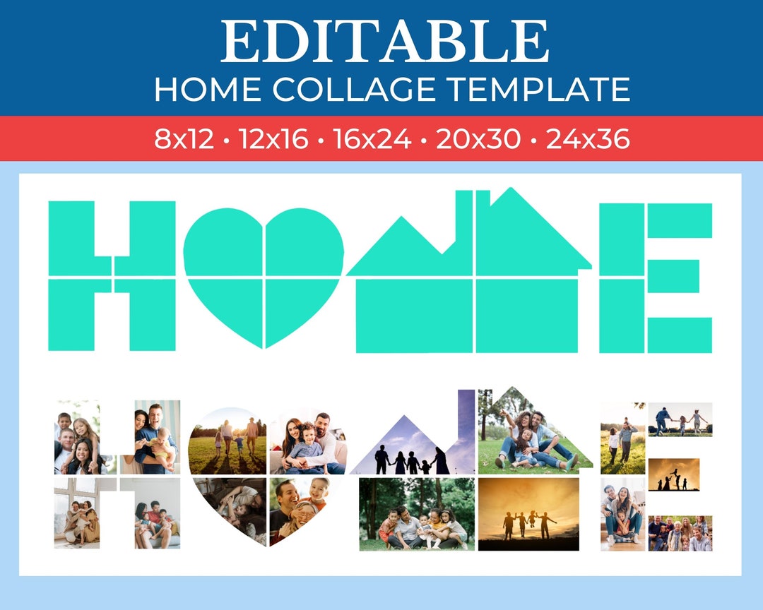 PRINTABLE House Collage Template | Housewarming Gift Collage | House ...
