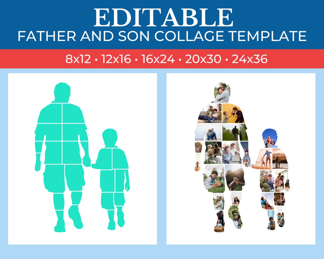 Picture Collage Father and Son Design Template | Gridart Canva | Image ...
