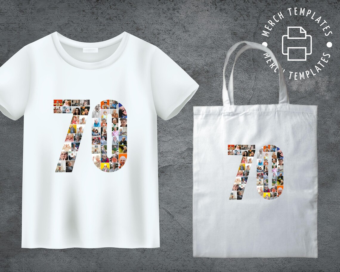 PRINTABLE 70 Number Collage Frame 70 Collage Frame Canva - Etsy