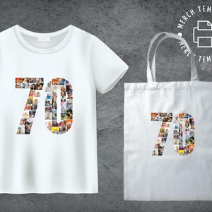 PRINTABLE 70 Number Collage Frame | 70 Collage Frame Canva Editable ...